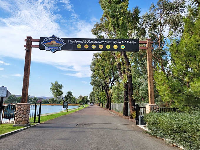 That entrance sign promising "sustainable recreation from recycled water" makes saving the planet look surprisingly inviting and fun.
