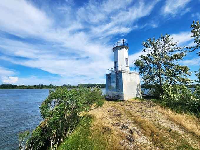 The Warrior Rock Lighthouse stands quietly at the island's northern tip, small but mighty, like a good friend who never brags.