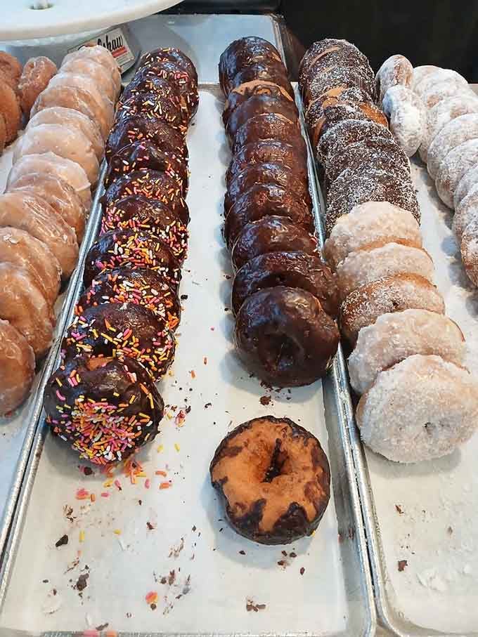 Chocolate frosted, sprinkles, powdered sugar, plain glazed. Choosing just one is genuinely the hardest decision you'll make all week.