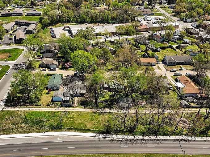 Woodland Heights in spring, where every yard looks like someone actually has time to tend a garden. Imagine that.