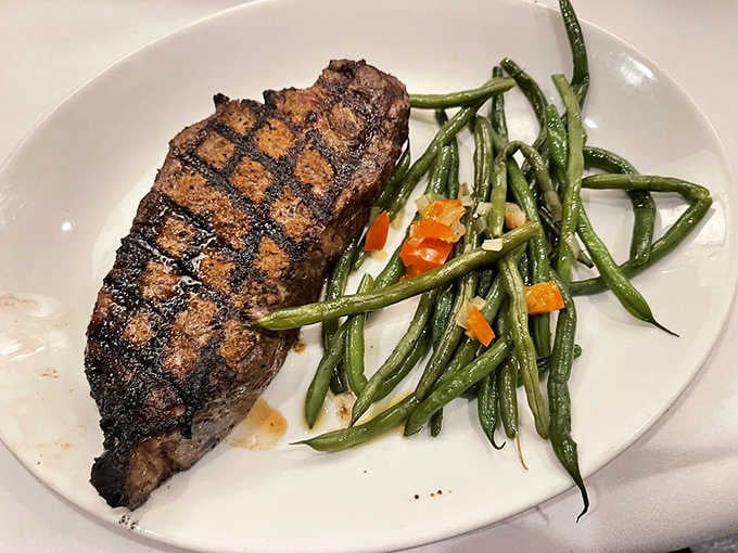 That crosshatch sear on the New York Strip isn't just pretty, it means business on every level.