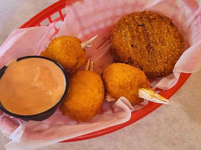 Golden, crispy, and served with a Cajun dipping sauce that means serious business. These crab cakes earned their reputation honestly.