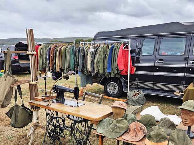 Vintage military jackets, old sewing machines, and hats on mannequin heads, history never looked this casually cool.