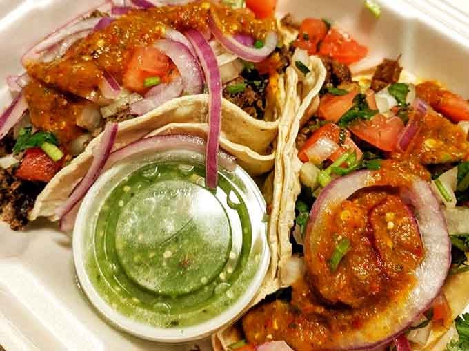 Fresh tortillas cradling perfectly seasoned fillings with vibrant toppings that'll make your lunch break legendary.