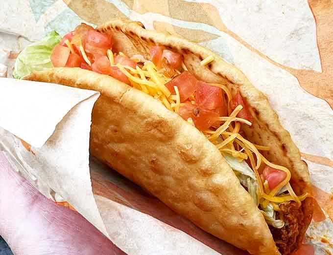 A Taco Supreme so golden and crispy, it deserves its own moment of appreciation before you take a bite.