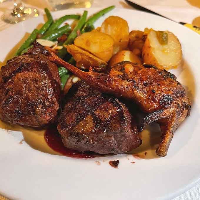 Bone-in elk chops and buffalo medallions on one plate. The prairie called, and it wants a standing ovation.