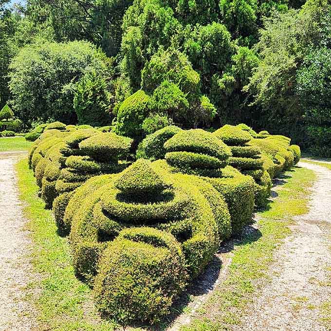 Shrubs shaped into a sweeping triangular formation so precise and lush, your lawnmower is suddenly feeling very inadequate.
