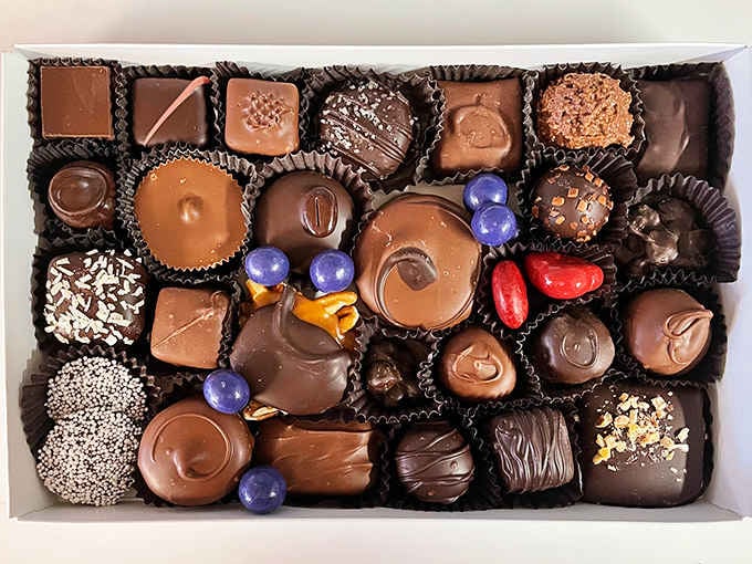 This assortment looks like someone raided a chocolate museum and made it all deliciously edible.