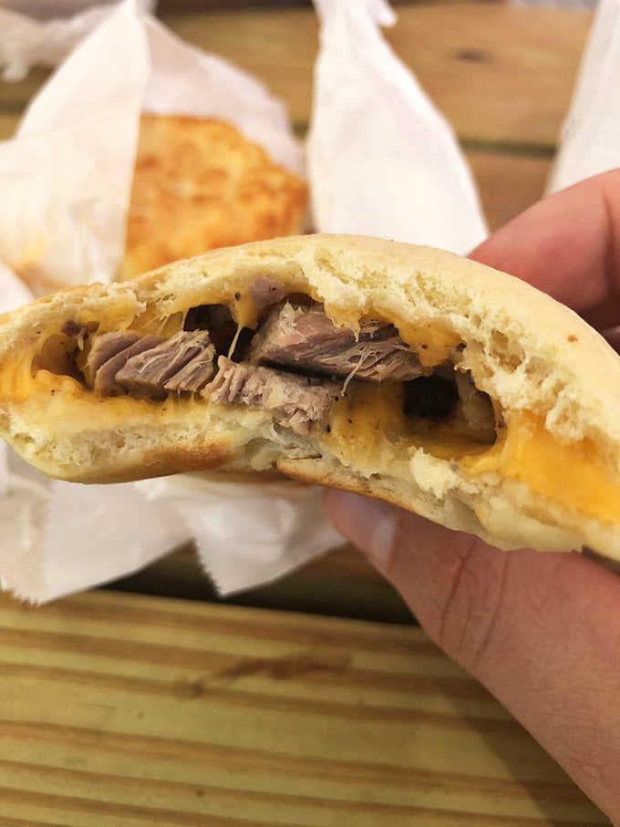 Tender, pull-apart meat tucked inside pillowy dough, this kolache is the breakfast sandwich's more interesting cousin.