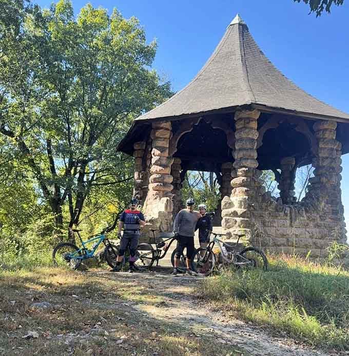 Even mountain bikers can't resist stopping here. Some ruins just demand a photo and a moment of awe.