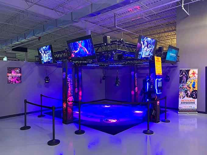 Urban Air's virtual reality setup looks like something straight out of a sci-fi film, minus the existential crisis.