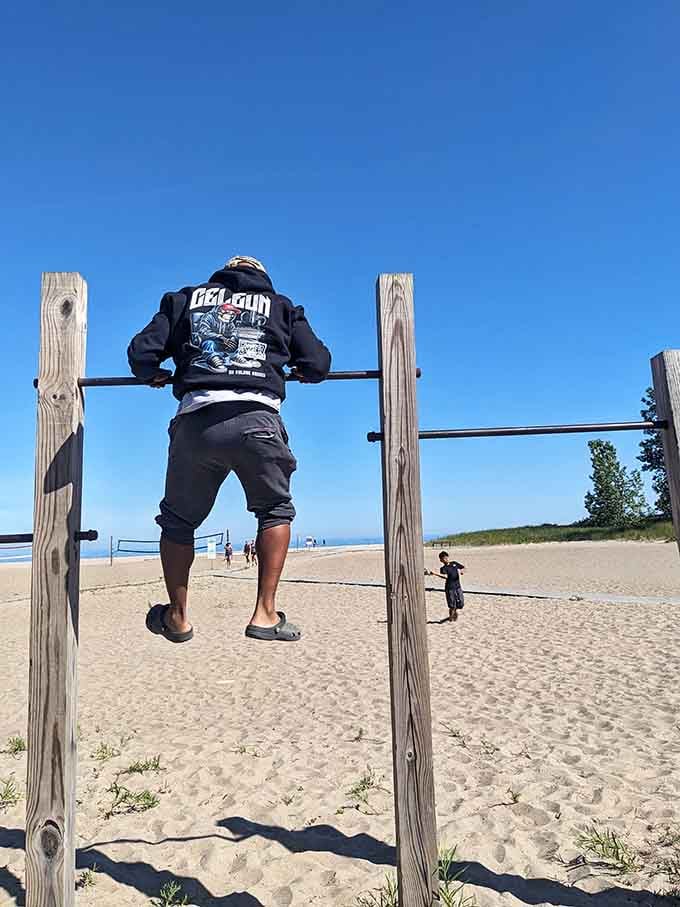 Beach fitness goals: achieved without a gym membership or motivational poster in sight.