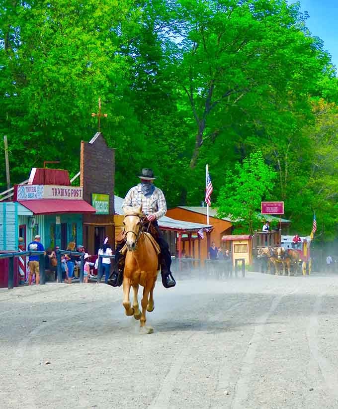 One outlaw, one horse, one dusty street. This is the most cinematic thing in Sussex County.