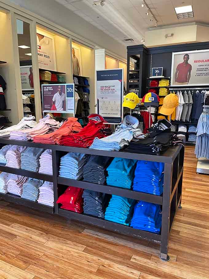 Tommy Hilfiger polos in every color imaginable, proof that classic American style never really goes out of fashion.