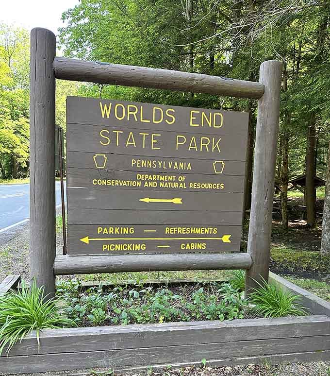 When a wooden sign points you toward parking, cabins, and refreshments, you know you've arrived somewhere worth staying.