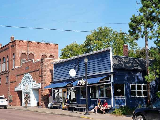 Bayfield's bold blue storefront and sidewalk benches practically beg you to sit down and stay awhile.
