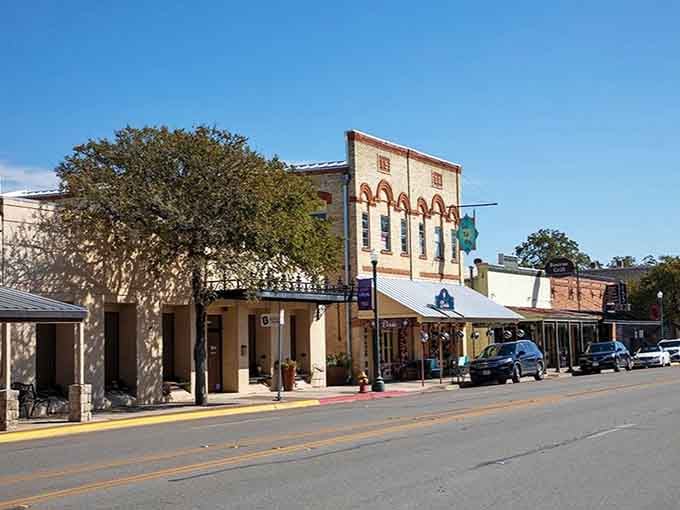 Boerne's downtown limestone buildings glow warmly in the afternoon light, proof that some places just get better with age.