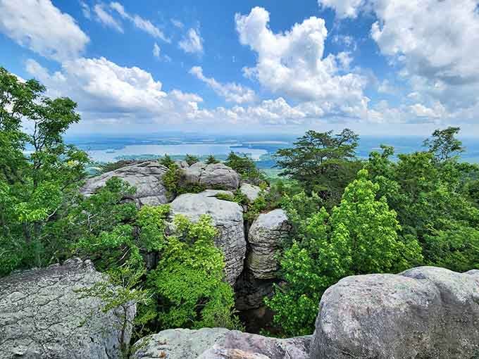 These ancient boulders stacked on the mountaintop offer views that'll make your heart skip a happy beat.