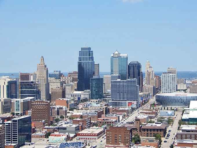 Kansas City's skyline proves that great cities are built on great food, with that famous Ferris wheel spinning above it all.