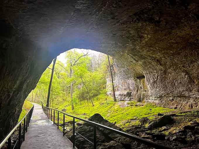 Looking out from inside the cave feels like peeking through nature's own picture window&mdash;absolutely stunning.