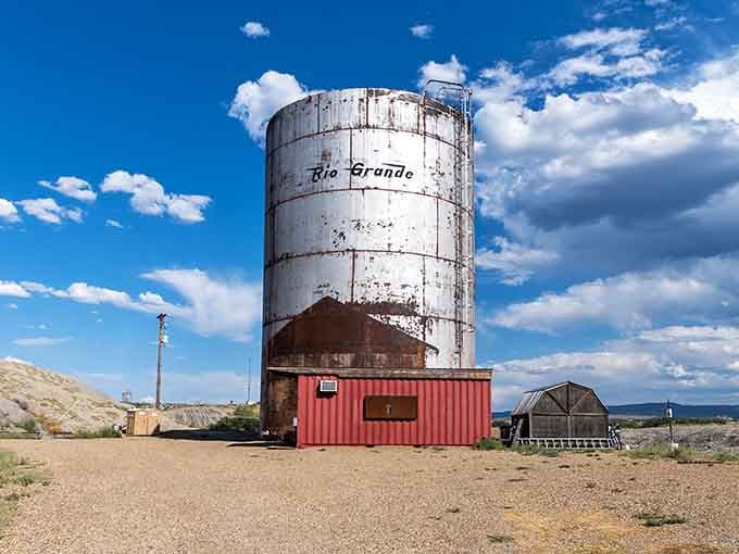 An old water tank stands proud against endless sky, now transformed into an acoustic wonder for adventurous musicians.