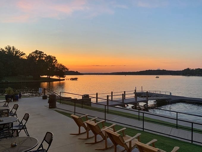 Adirondack chairs, a cotton-candy sunset, and Lake Greenwood doing its evening masterpiece. Pull up a seat and stay.
