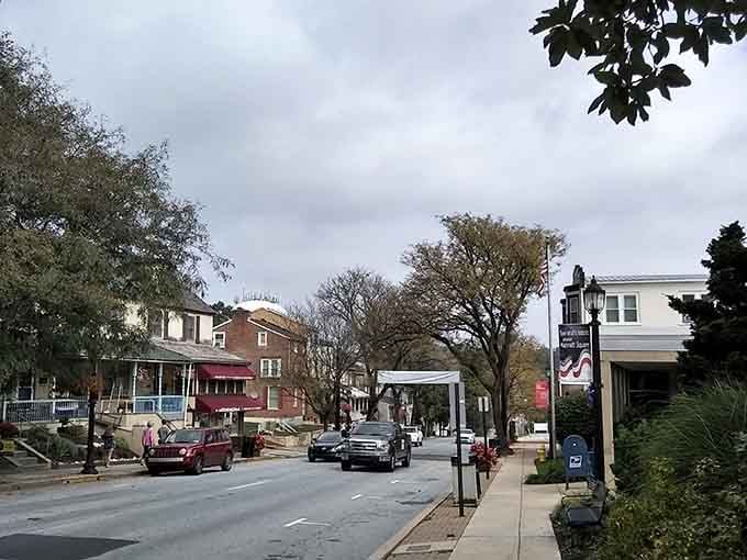 Community banners flutter along Kennett Square's sidewalk, welcoming visitors to a town that clearly takes a lot of pride in itself.