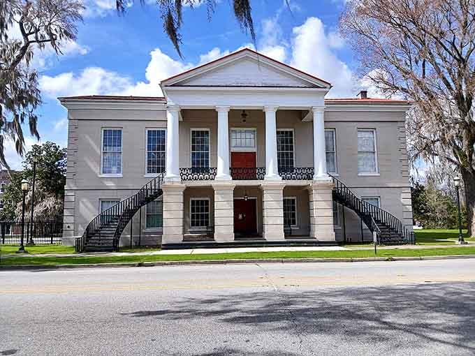 That bold red door on the Marion County Courthouse commands attention the way a good host greets every guest.