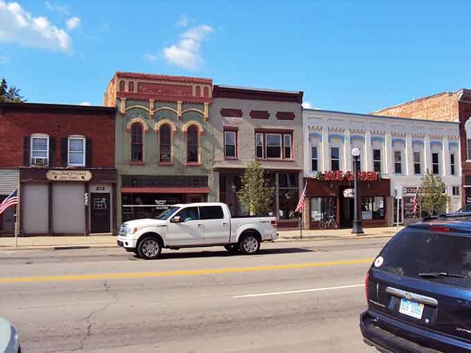 These preserved storefronts stand proud like they're auditioning for a classic movie about the good old days.