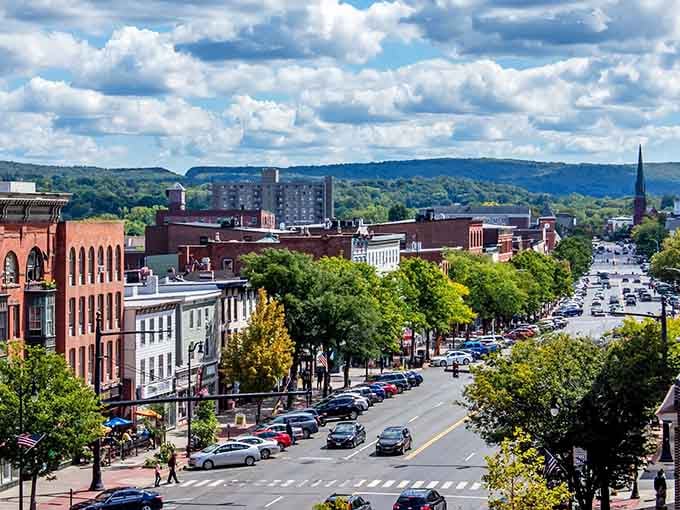 Sweeping down toward the Connecticut River valley, Middletown's broad Main Street carries the confident energy of a city that knows its worth.