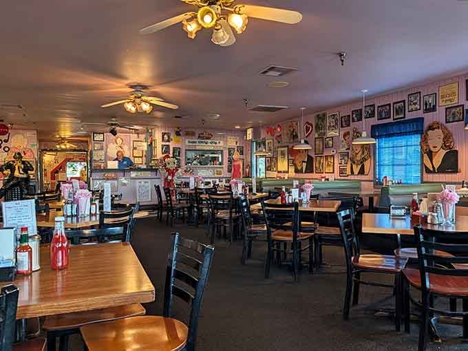 Marilyn Monroe watching over your meal at Peggy Sue's means even your lunch break comes with a touch of Hollywood glamour.