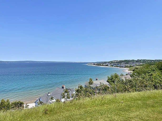 Little Traverse Bay stretches out in every shade of blue imaginable, making Harbor Springs look like a dream you don't want to wake from.
