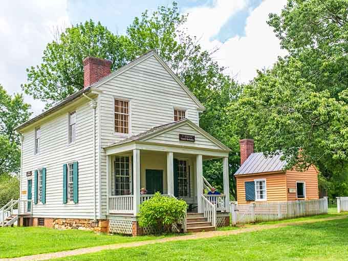 Cheerful green shutters and a shady front porch make Meeks Store look almost too charming for its serious historical neighborhood.