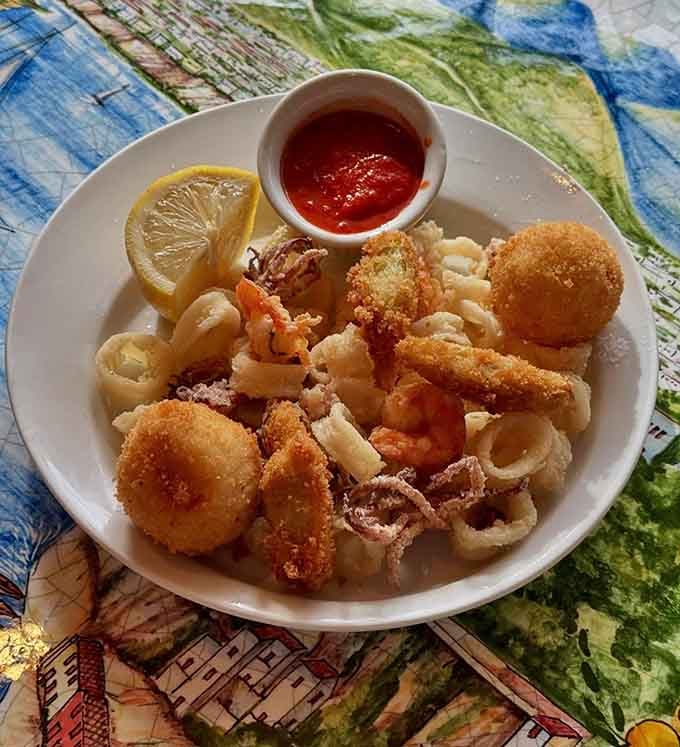 Golden, crispy, and piled high, this fritto misto is the kind of appetizer that makes sharing feel genuinely difficult.