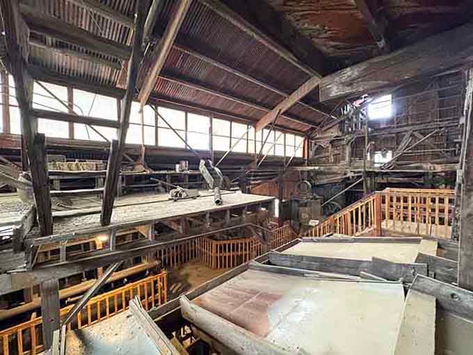 The mill floor looks like a mechanical fever dream, and honestly, it's absolutely magnificent.