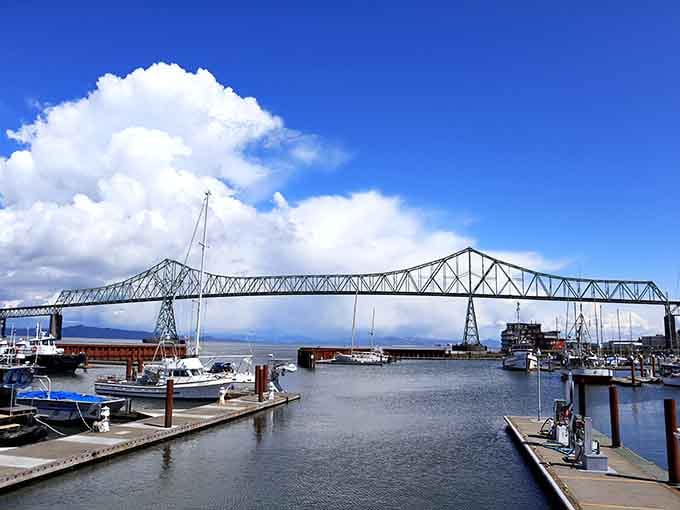 The Astoria-Megler Bridge stretches over four miles, connecting states and dropping jaws since its completion decades ago.