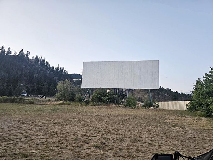 By day it's just a screen in a field. By night, it becomes the center of the universe.
