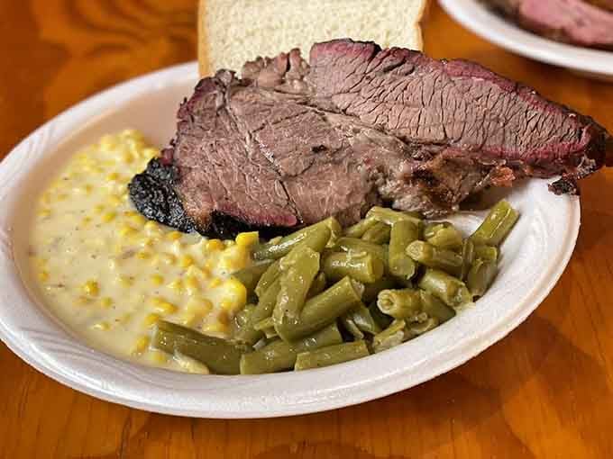 That smoke ring on the brisket isn't decoration, it's a quiet, confident announcement that someone here really knows what they're doing.