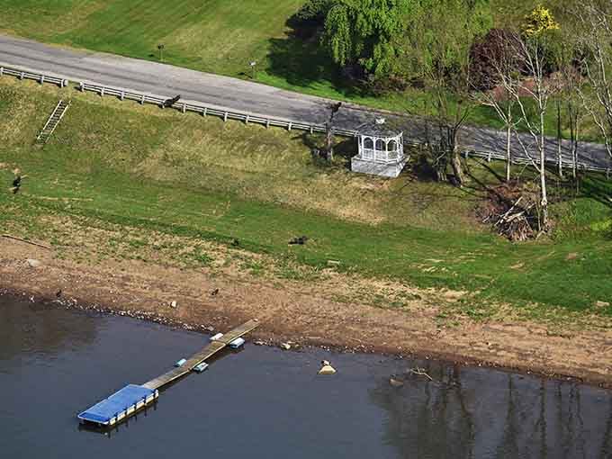 Down below the overlook, a quiet dock and gazebo sit riverside, proof that the good life exists in Armstrong County.