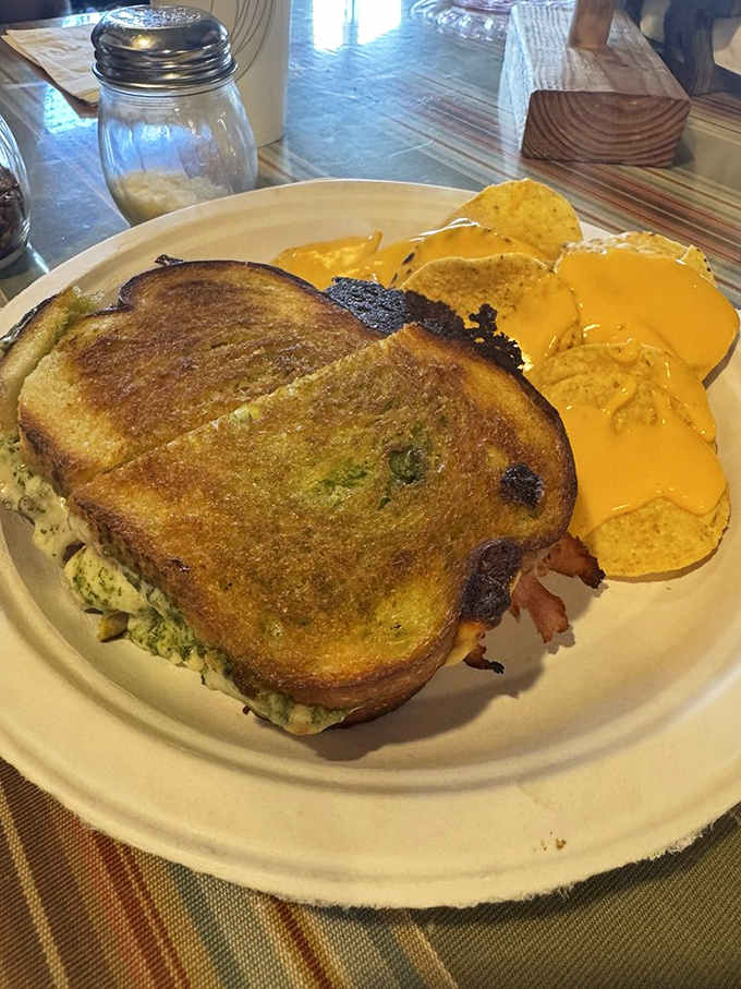 Golden toast, pesto, and crispy bacon with chips on the side. Lunch just got an upgrade.