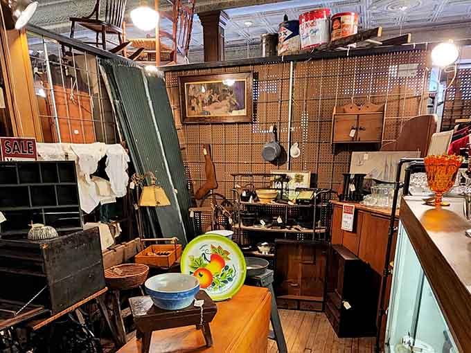 Discover wonderful retro kitchenware, colorful tin platters, old-school storage bins, and classic pegboard displays loaded with nostalgia.