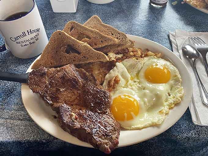 Steak and eggs done right: when breakfast needs to fuel a full day of Door County adventures.
