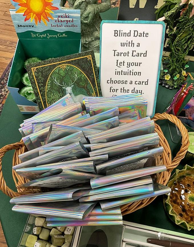 A blind date with a tarot card. Let your gut decide, no swiping required.