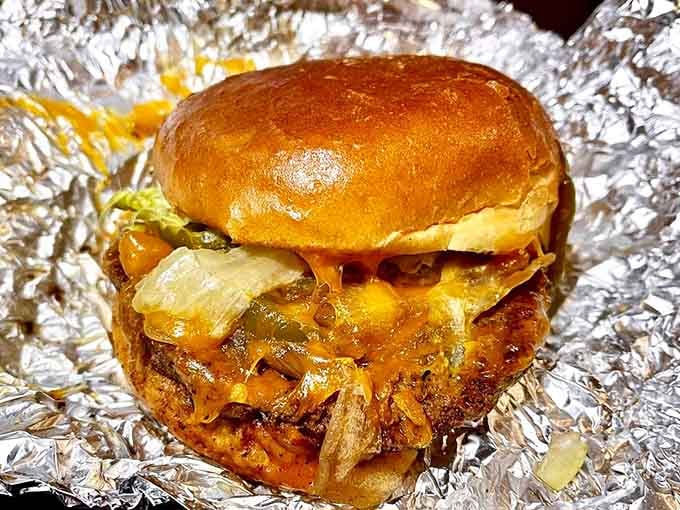 Melted cheese, grilled jalapeños, and a brioche bun that's holding on for dear life. This burger means business.