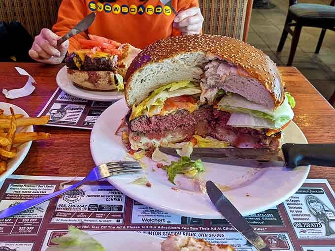 When your burger needs a knife just to fit through the door, you know you ordered correctly.