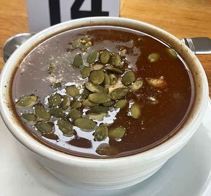 Rich, deep, and topped with pumpkin seeds like a little edible crown. This bowl means serious business on a cold Minnesota day.