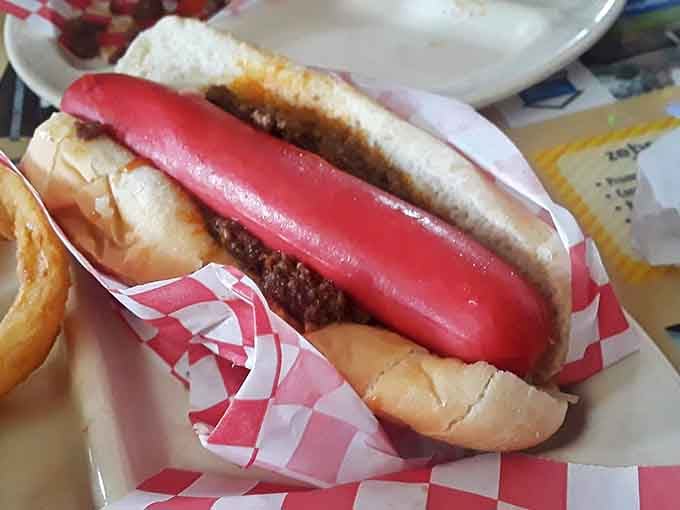That red hot dog with homemade chili is the reason people drive across town without apology.