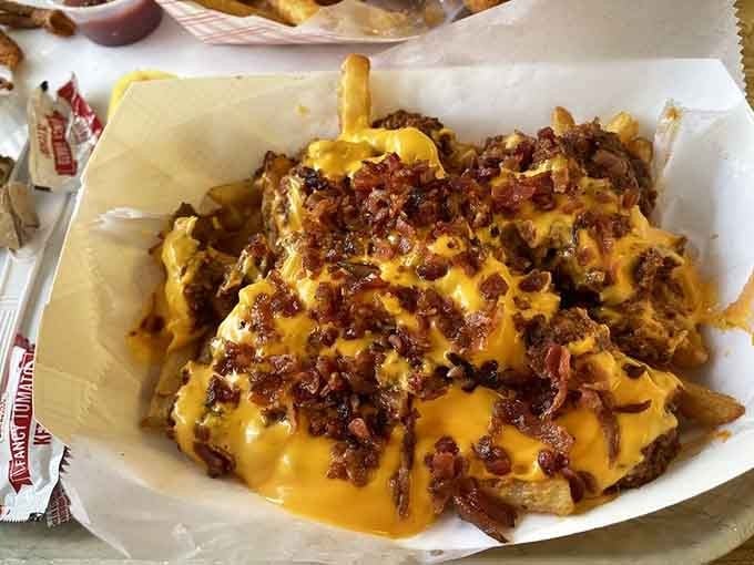 Cheese, bacon, fries. This loaded basket is what happens when a side dish stops playing it safe.