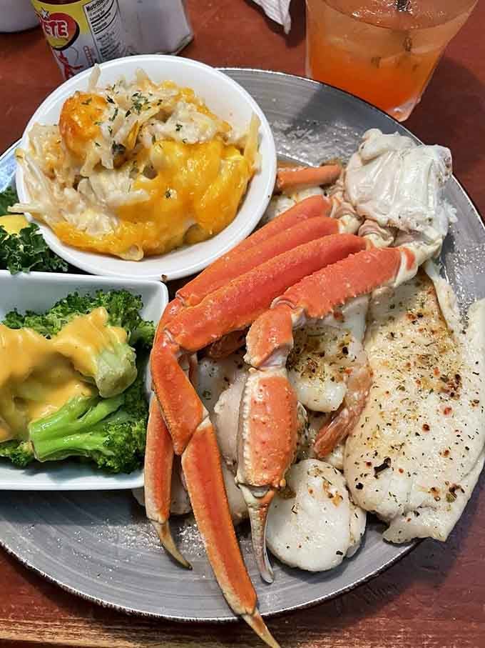 Snow crab legs, scallops, and mac and cheese walk into a restaurant, and nobody's laughing at this joke.