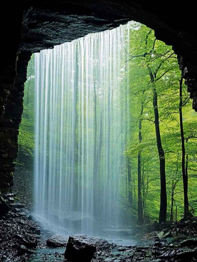 From behind the curtain, the whole forest looks like it's been gift-wrapped just for you.